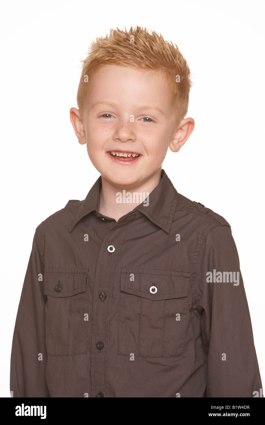 smiling child on white background boy Stock Photo - Alamy