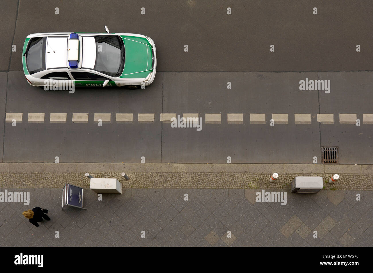 aerial view polizei police car vehicle road berlin germany protection ...