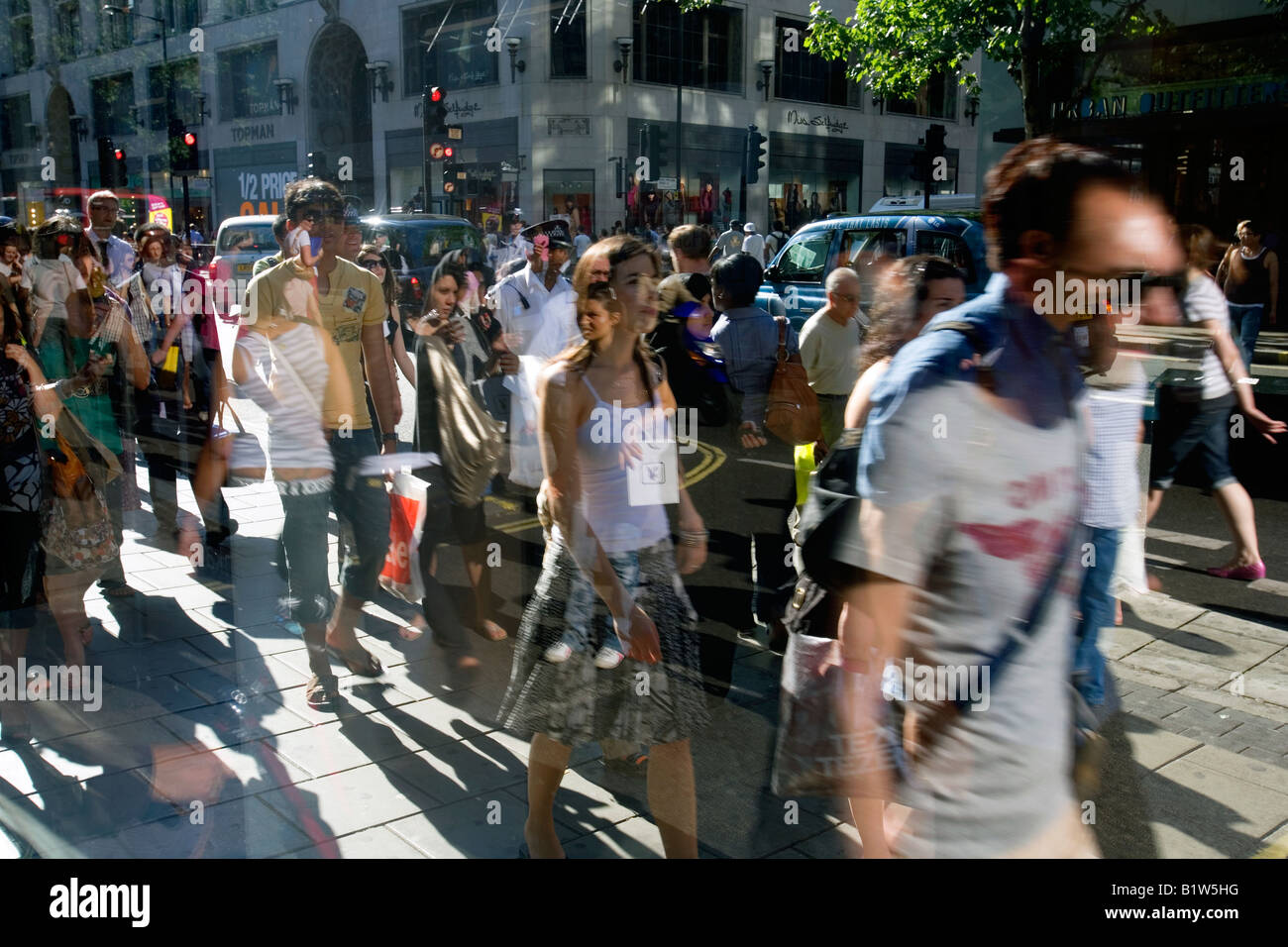 a crowd of people on oxford street london Stock Photo - Alamy