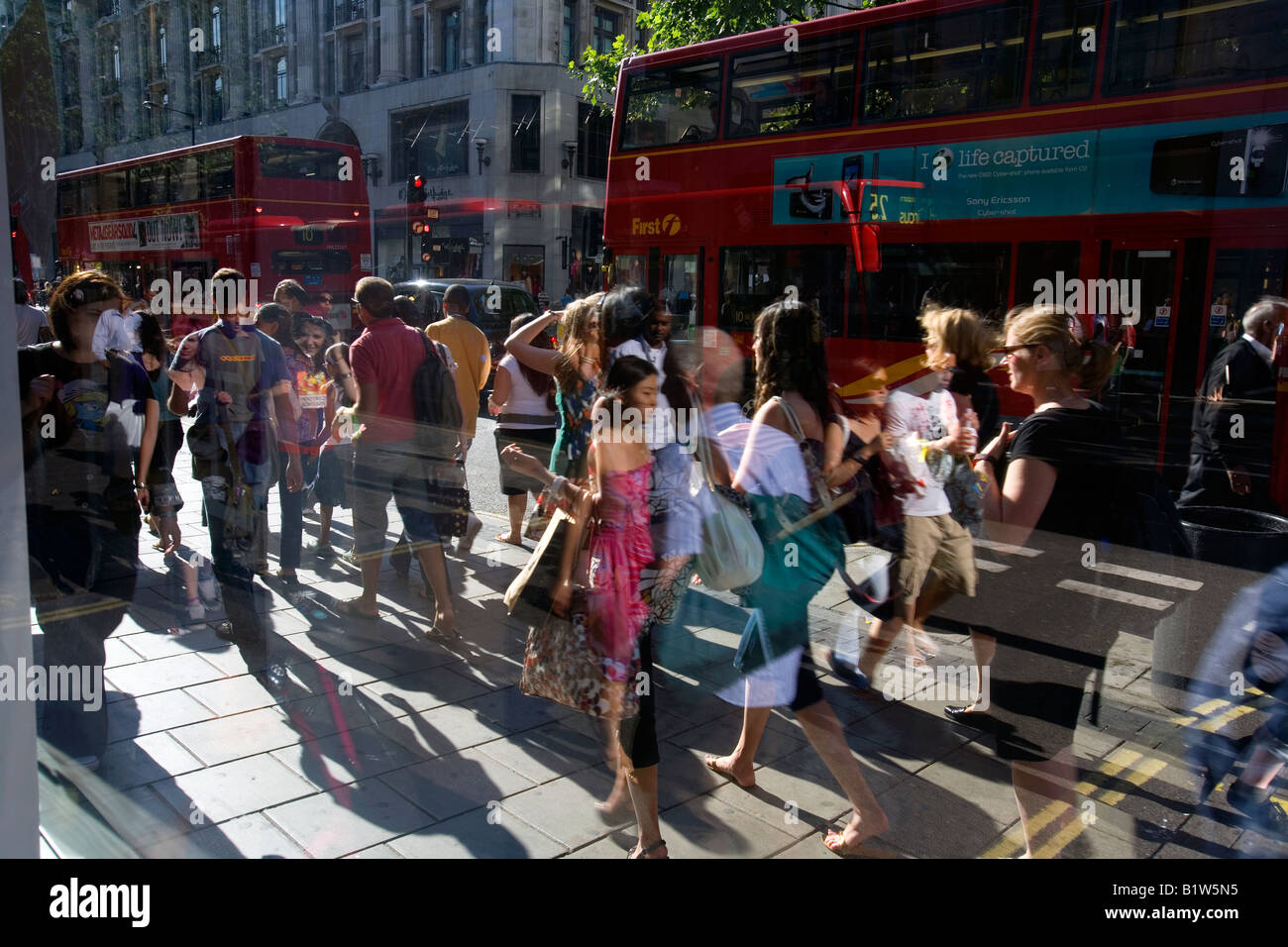 a crowd of people on oxford street london Stock Photo - Alamy