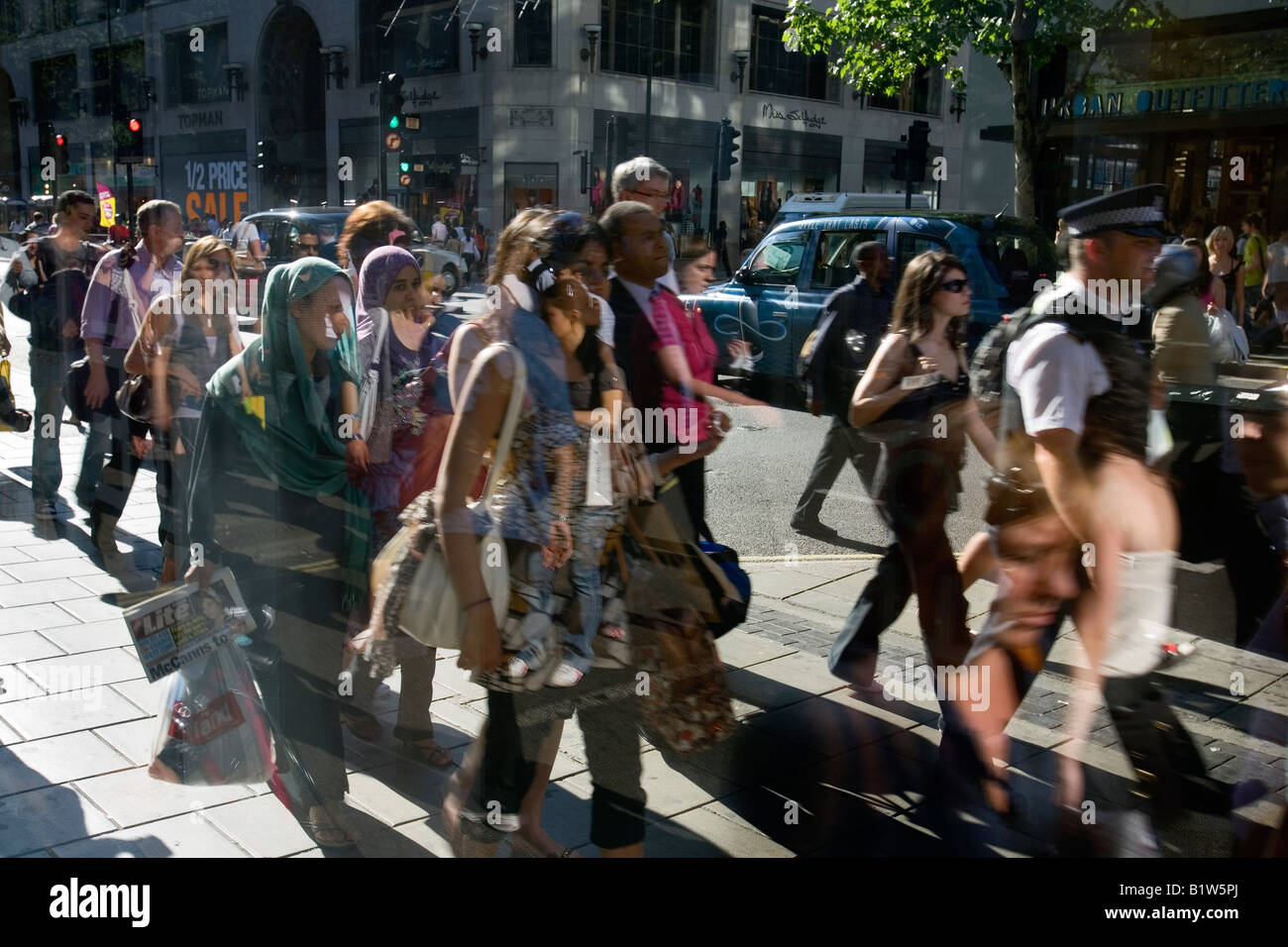 a crowd of people on oxford street london Stock Photo - Alamy