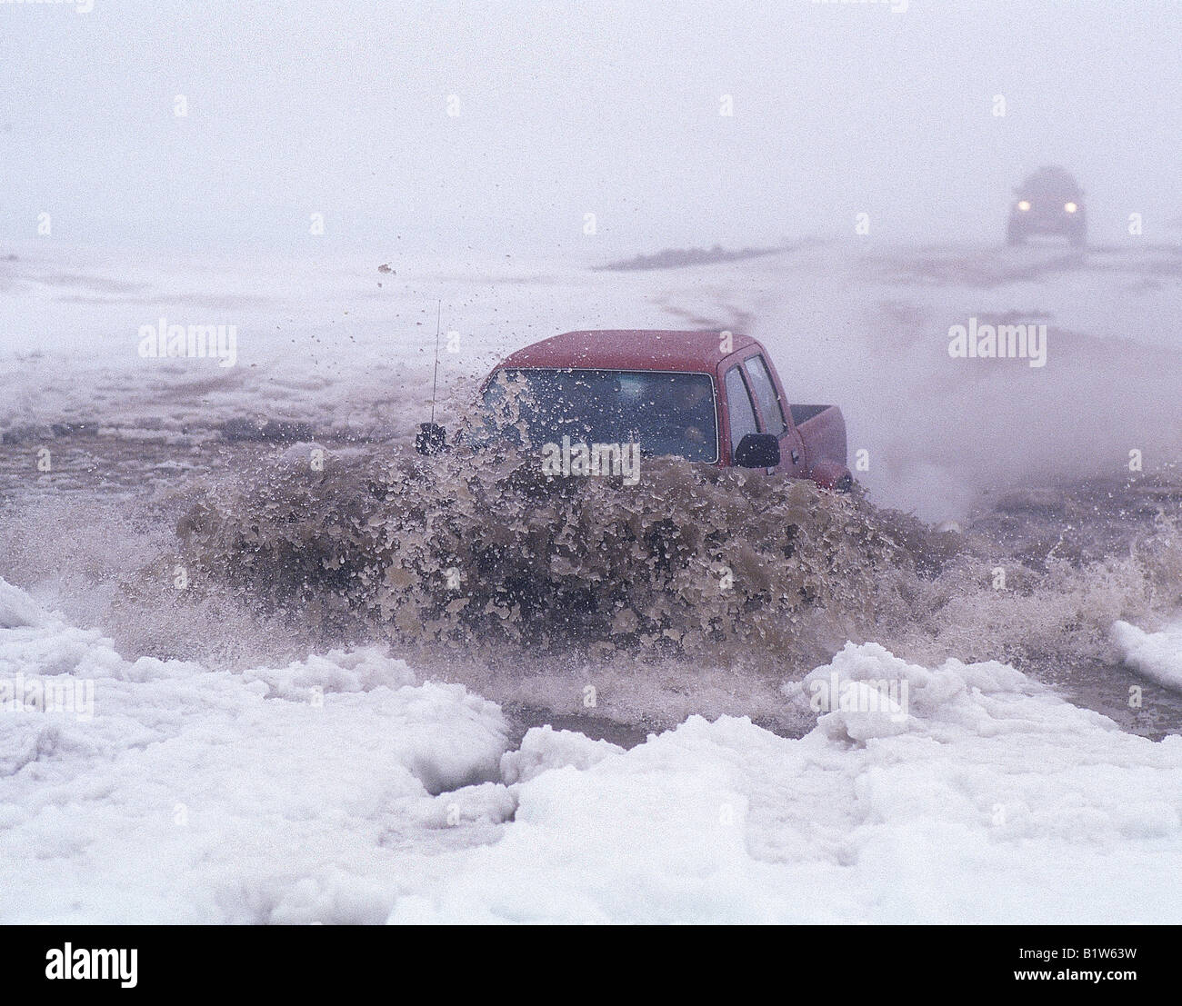 Truck crossing Glacial River, Vatnajokull Ice Cap, Iceland Stock Photo ...