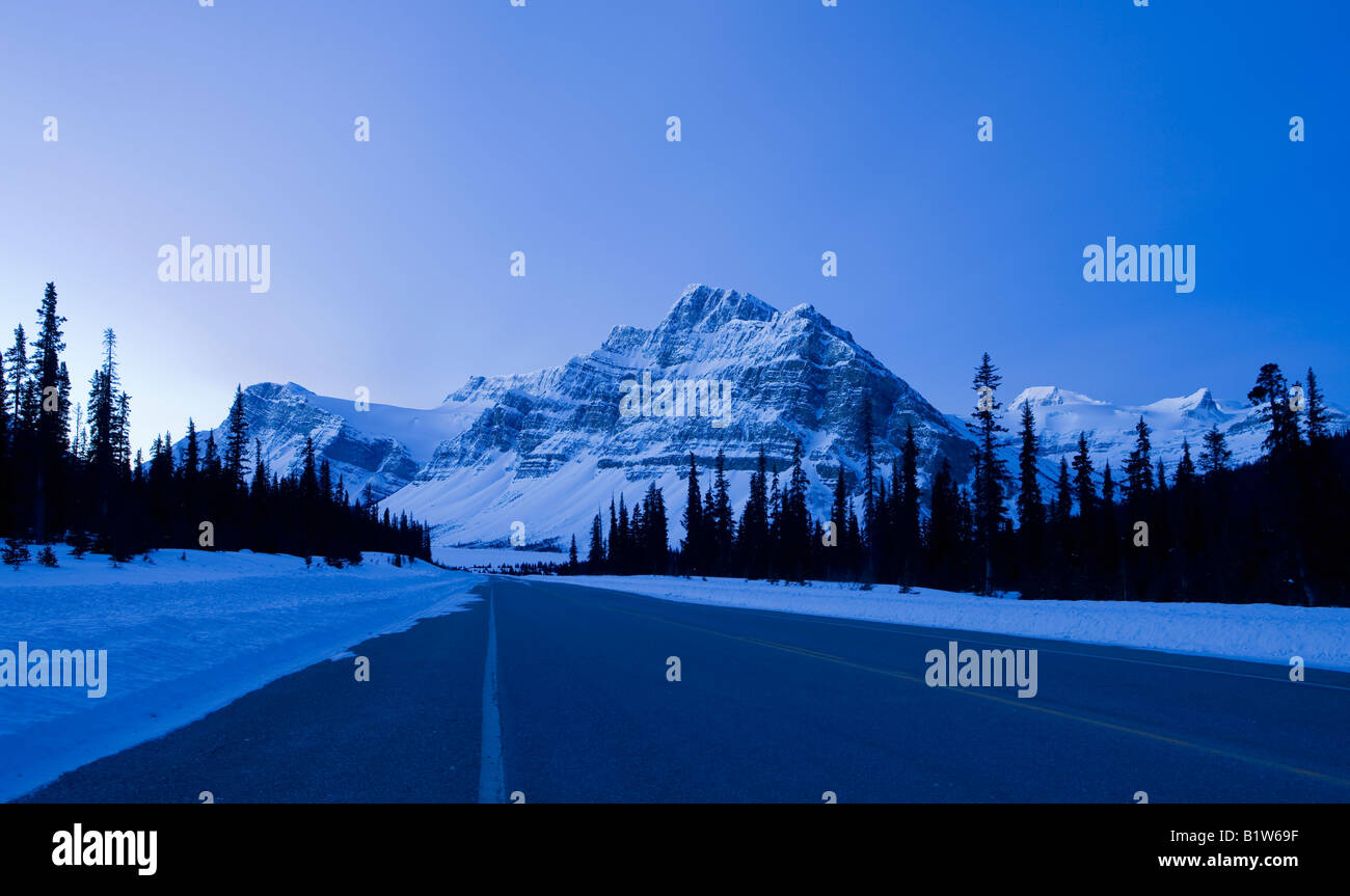 Canada Alberta Banff National Park Icefields Parkway road leading ...