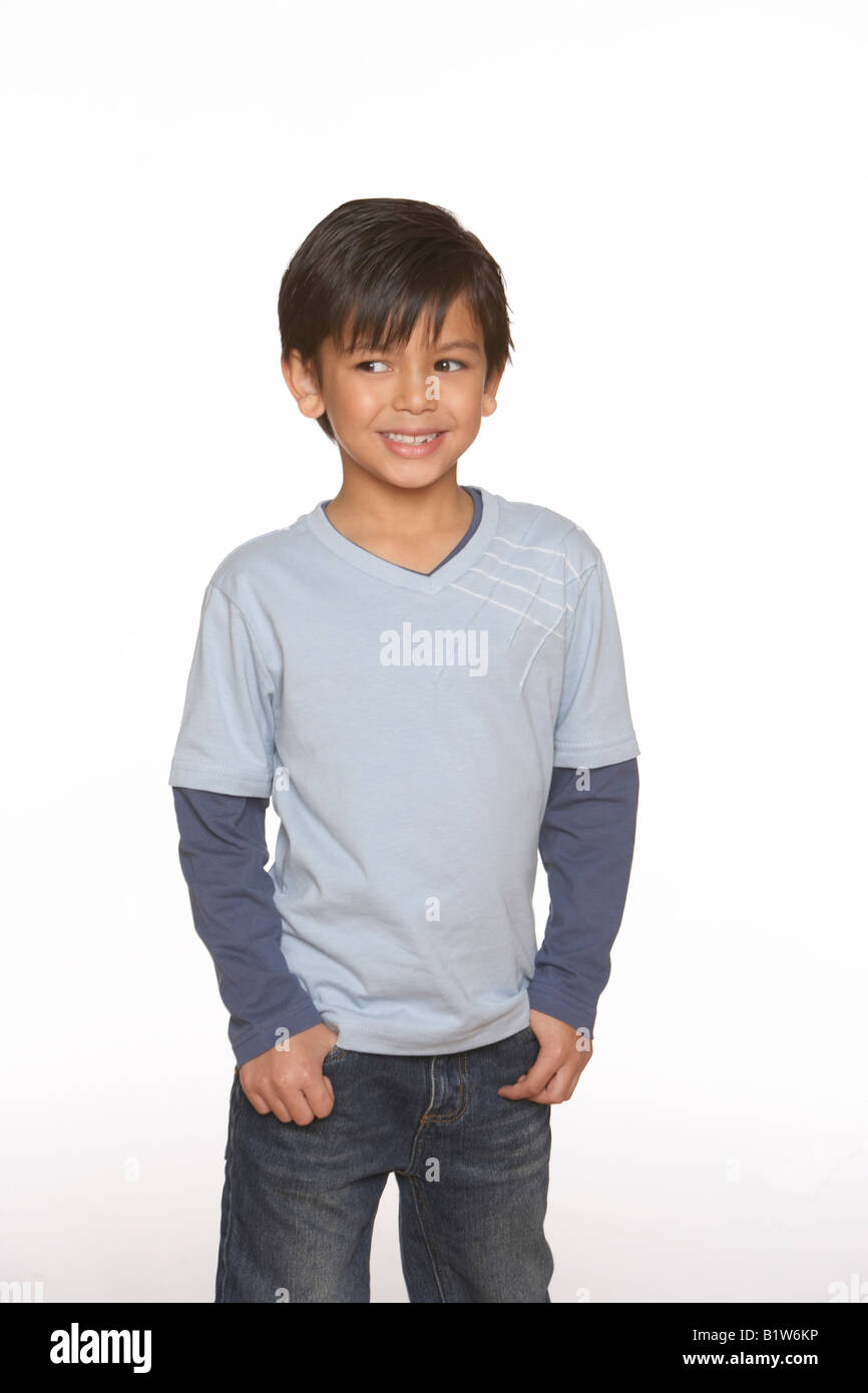smiling child on white background boy Stock Photo - Alamy