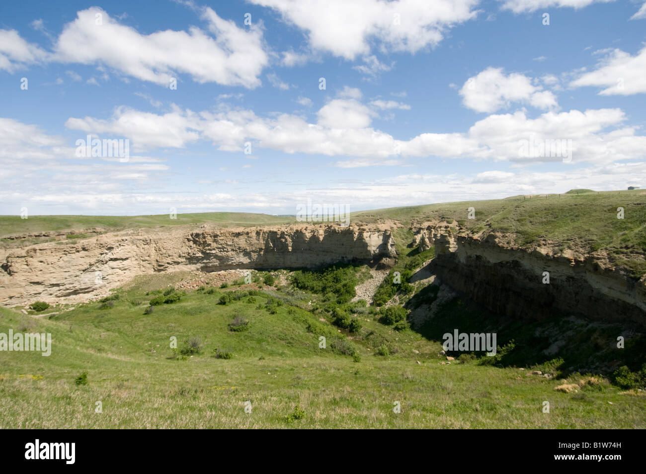 Jensen Reservoir Provincial Recreation Area with coulee in southern ...