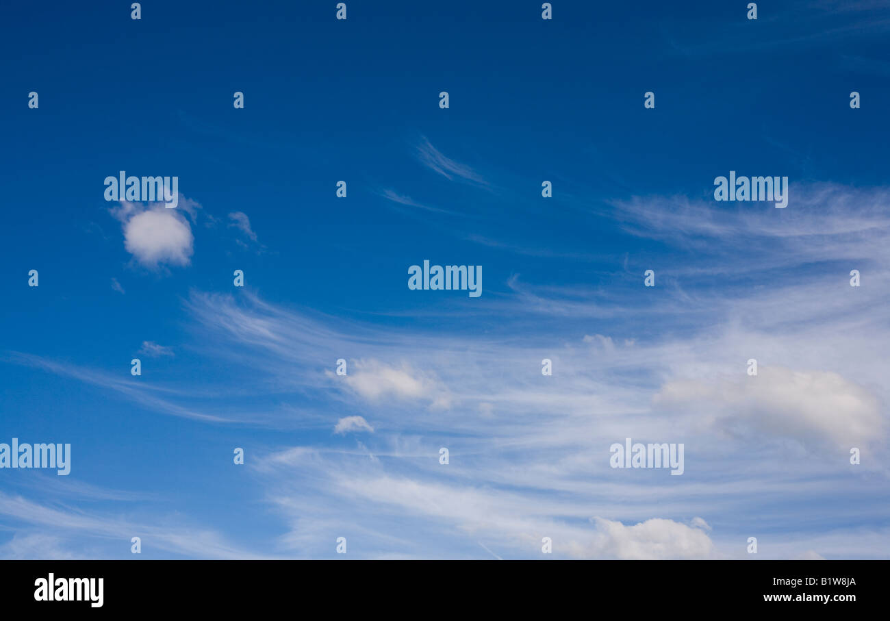 High level Cirrus clouds in early English summer Stock Photo - Alamy