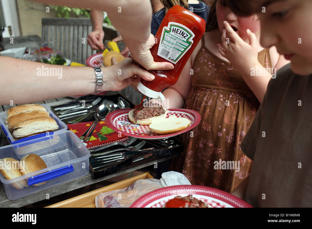 Summer barbeque for children Stock Photo - Alamy