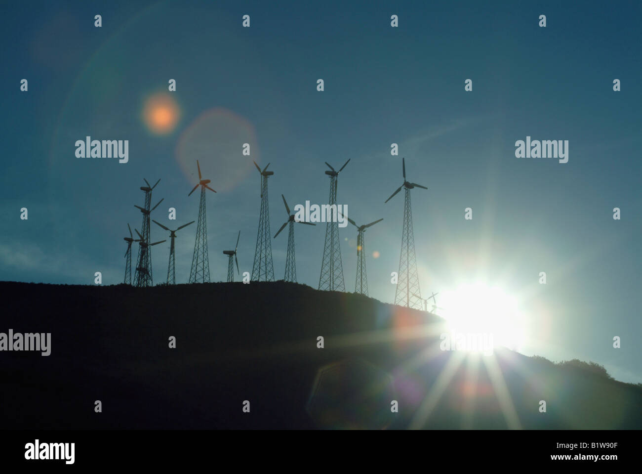 wind energy wind power wind wheel turbine beside highway in California ...