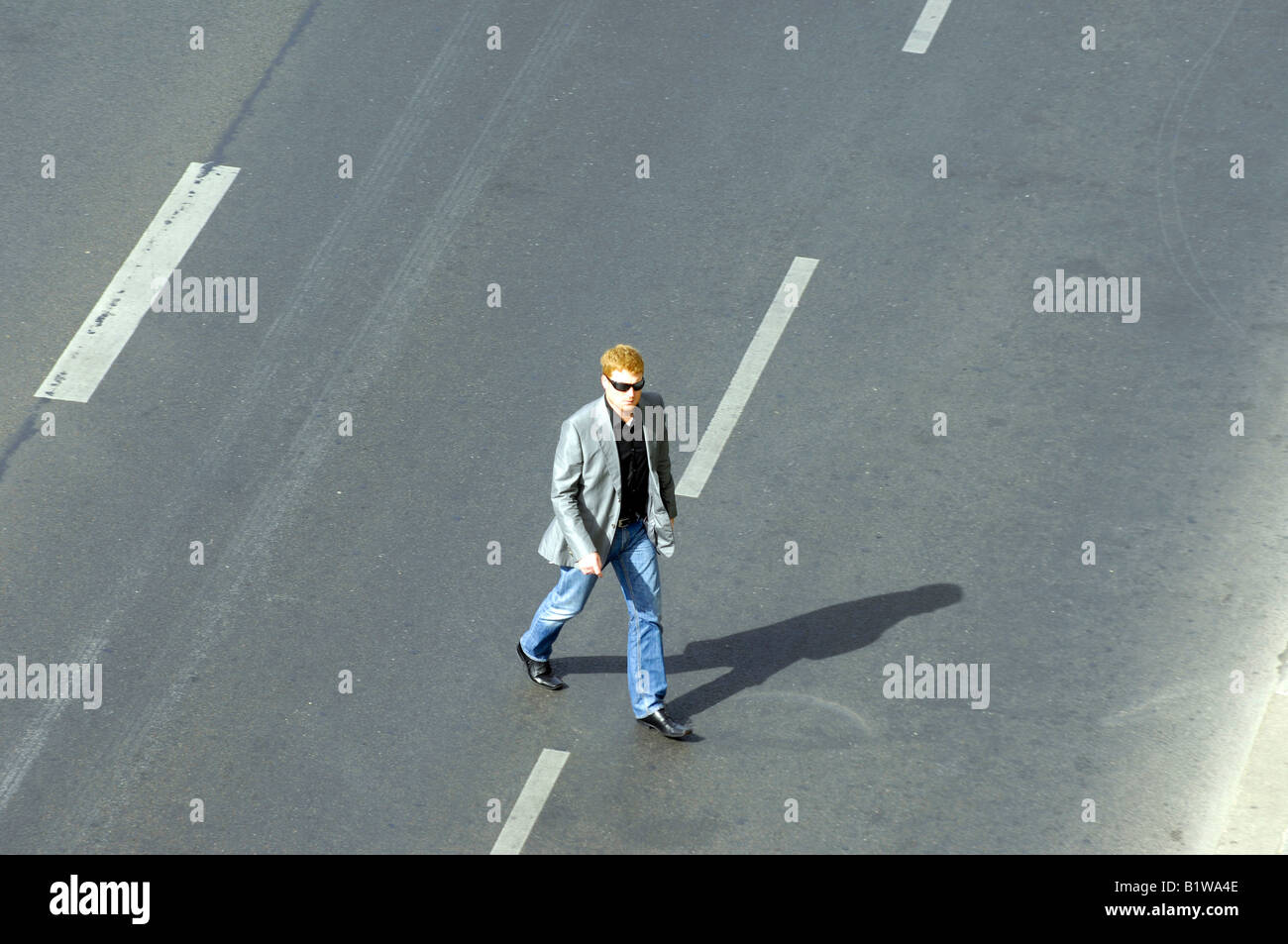 male man crossing road berlin germany deutschland pedestrian Stock ...