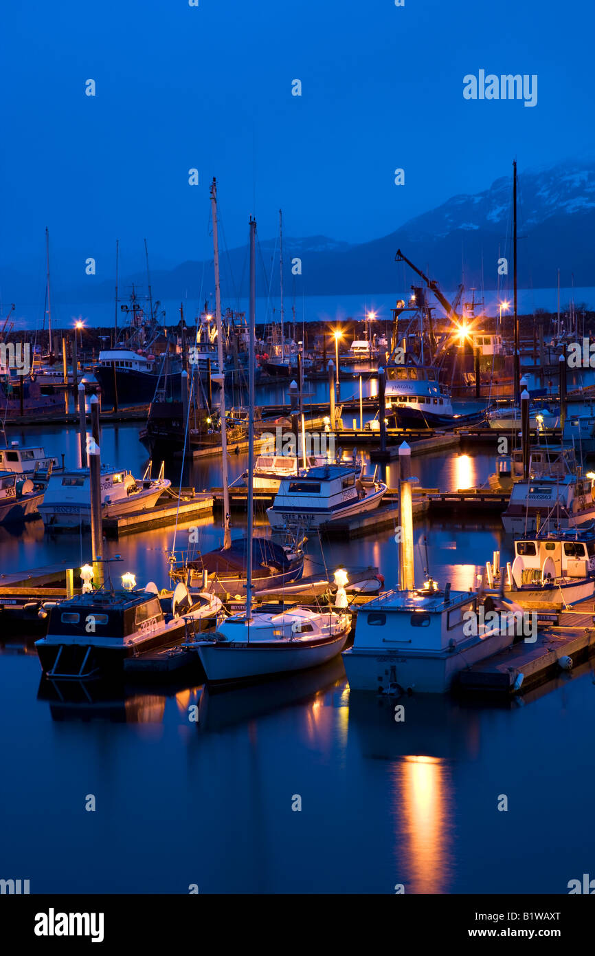Boat Harbor at night during a rain strom Cordova Alaska Stock Photo - Alamy