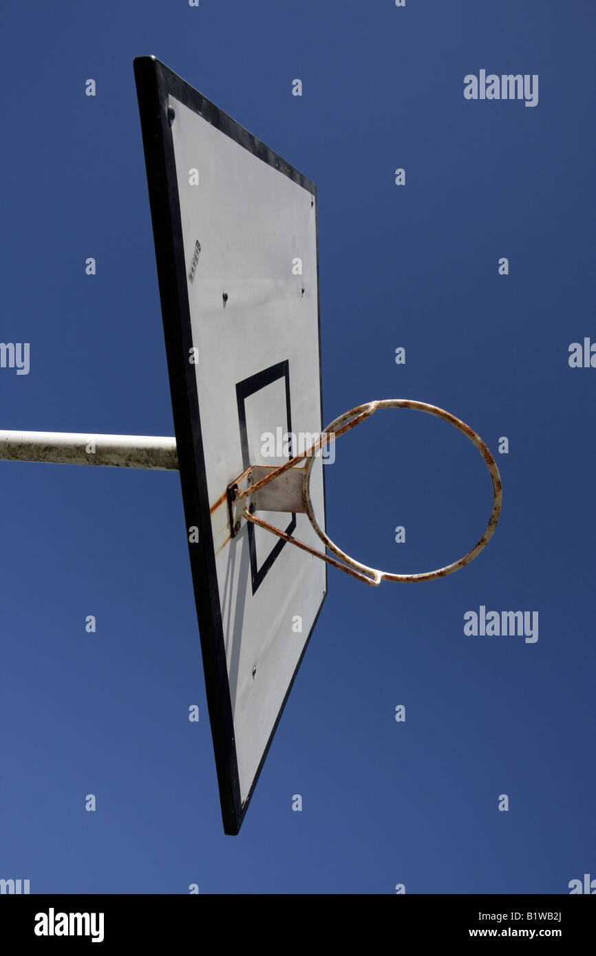 BASKET BALL BACKBOARD AND RING AGAINST A BLUE SKY VERTICAL BDB11178 ...