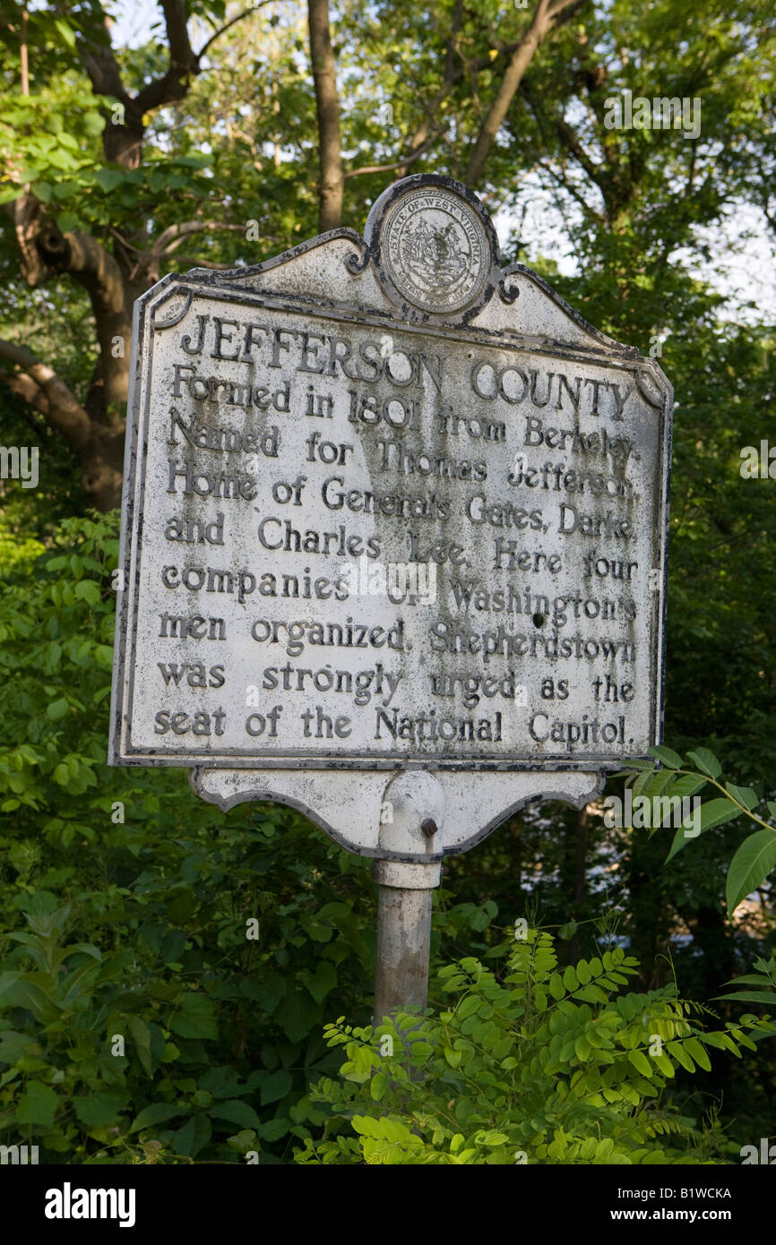 West Virginia historical marker about Jefferson County, WV near Harpers ...