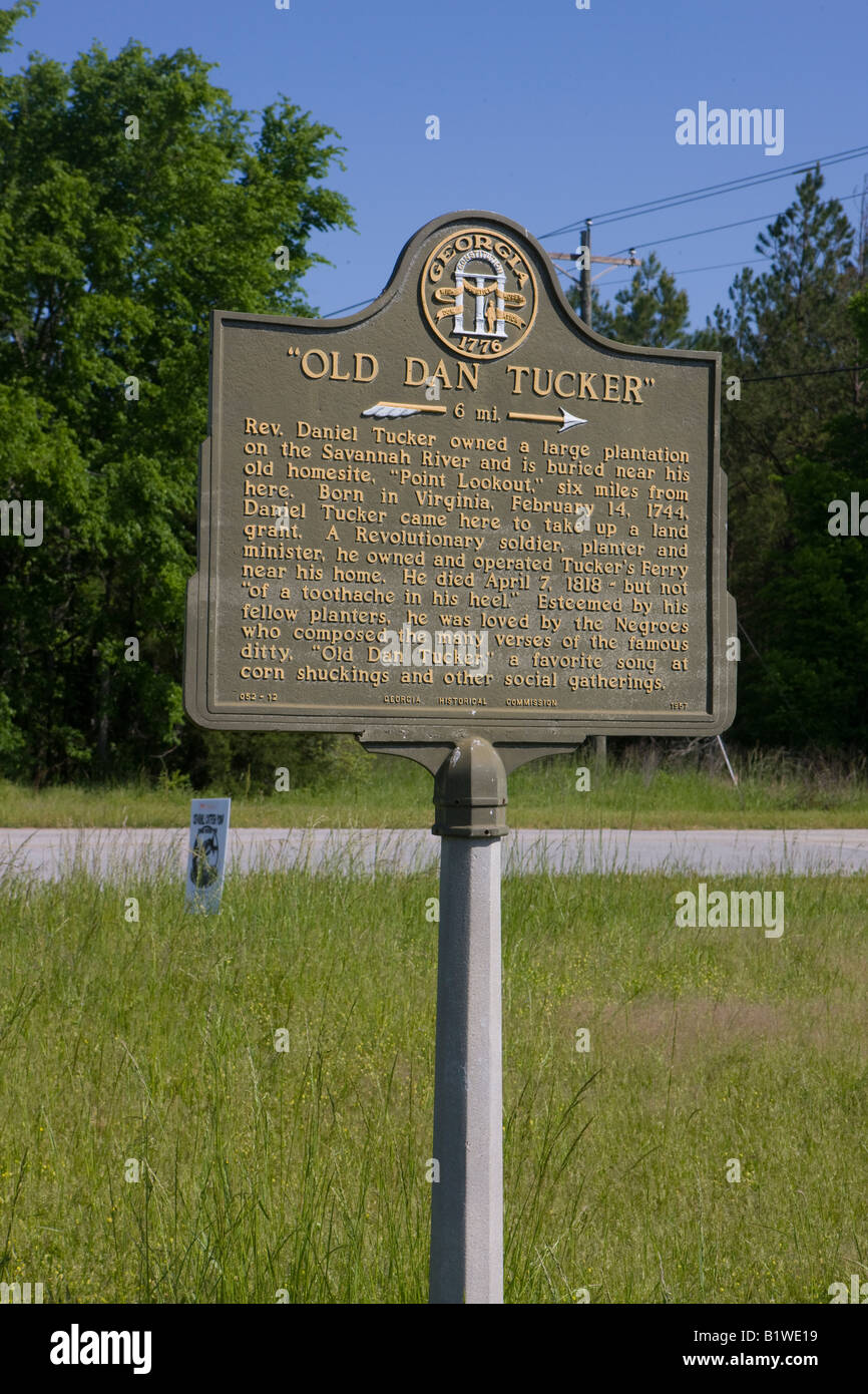 Georgia Historical Marker - "Old Dan Tucker Stock Photo - Alamy