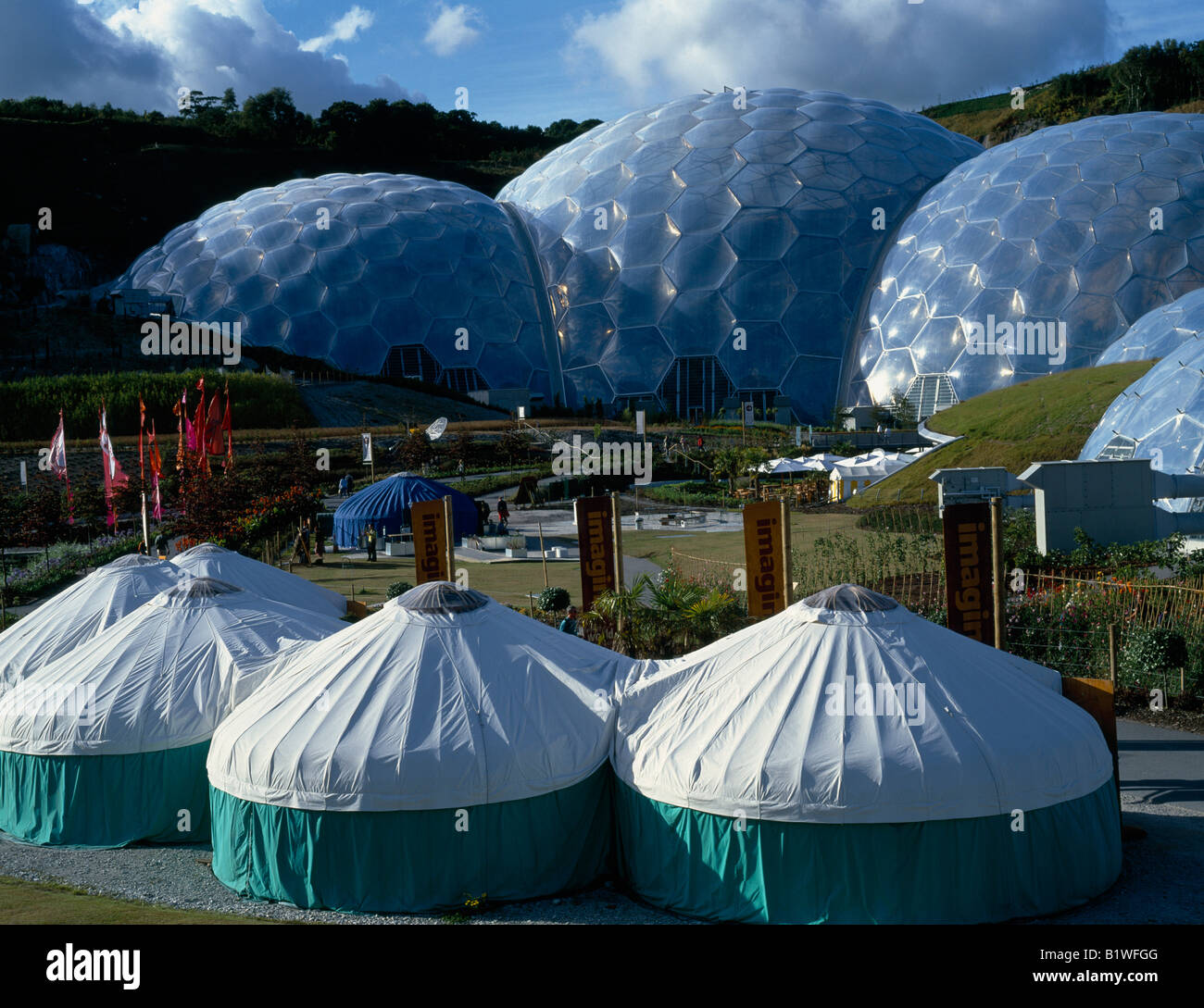 Eden Project. General view over the Humid Tropics Biome exterior with ...