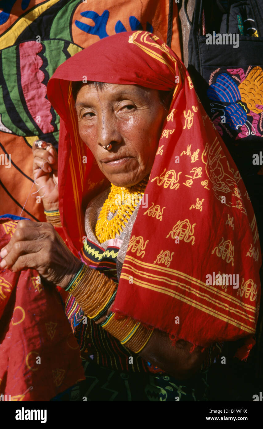 PANAMA Central America San Blas Islands Portrait of a Cuna Indian woman ...