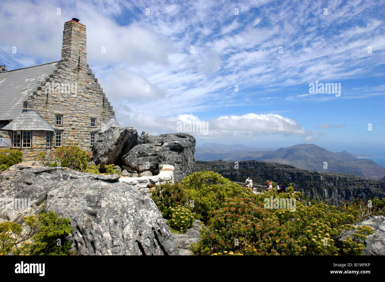 Stone built house on the summit of Table Mountain African Stock Photo ...