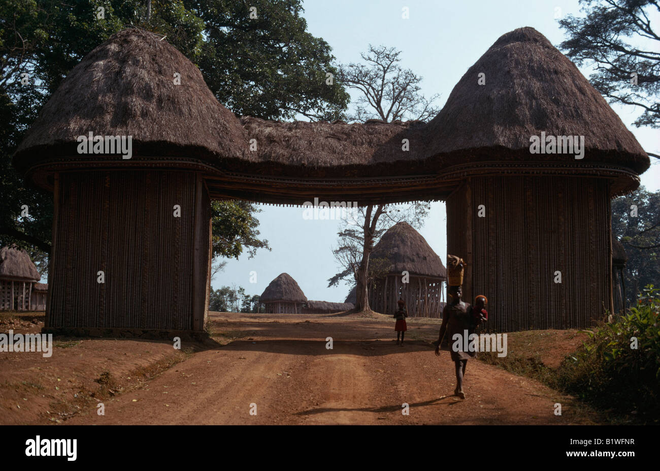 CAMEROON West Africa Bafut Thatched gateway entrance to village with ...