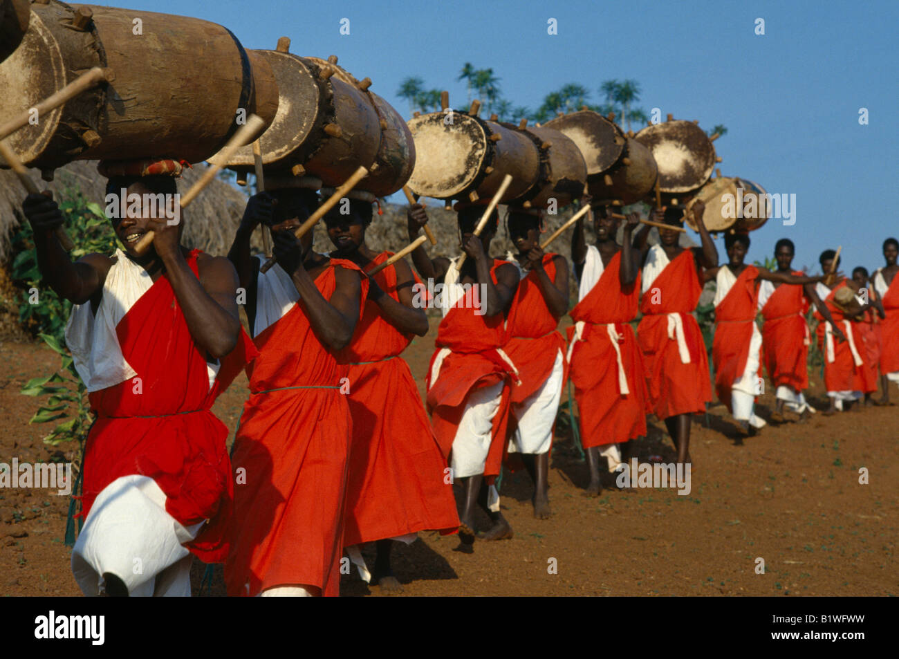 BURUNDI East Africa Gishora Line of traditional drummers or ...