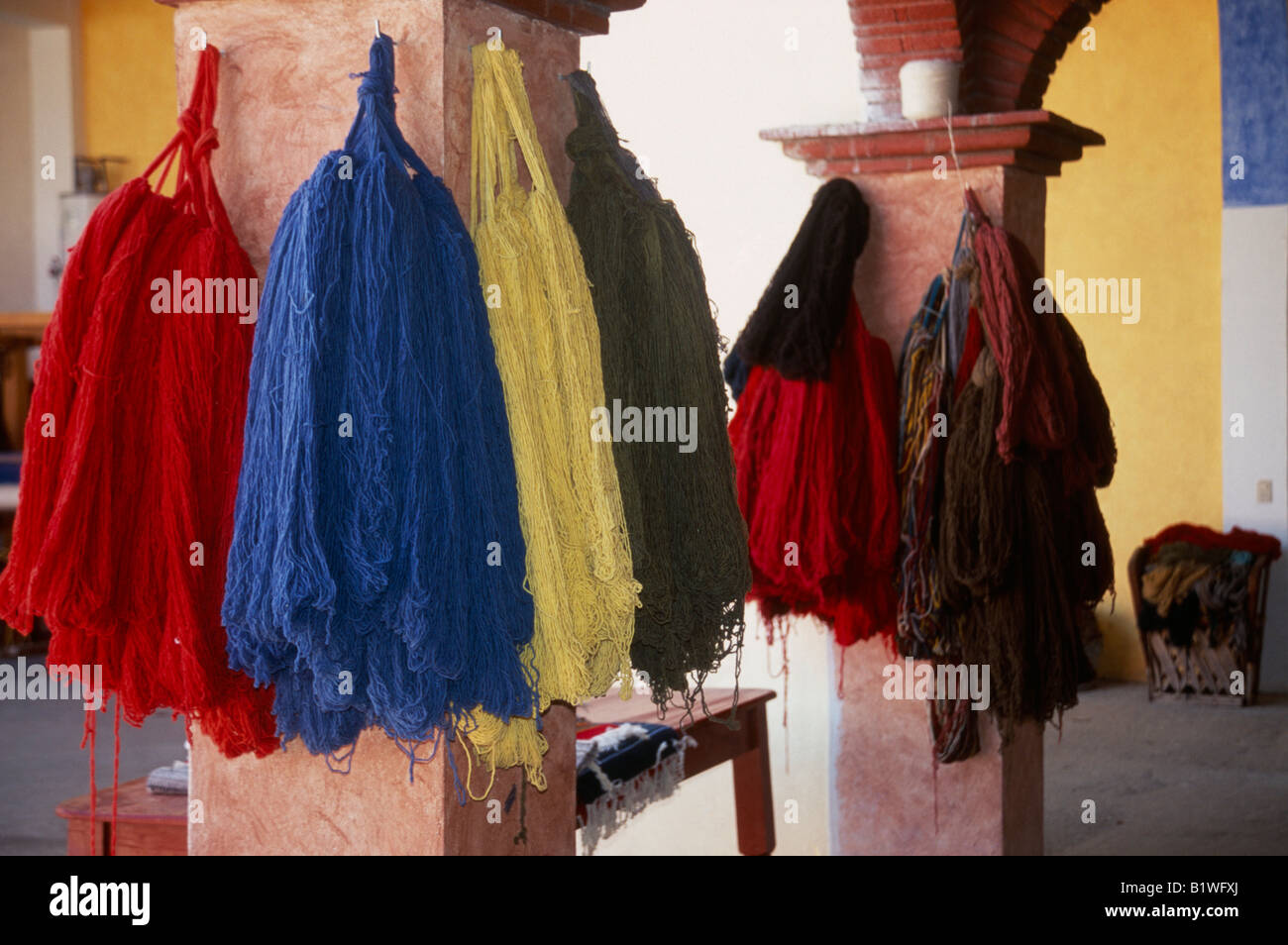 MEXICO Central America Oaxaca Teotitlan del Valle Different coloured ...