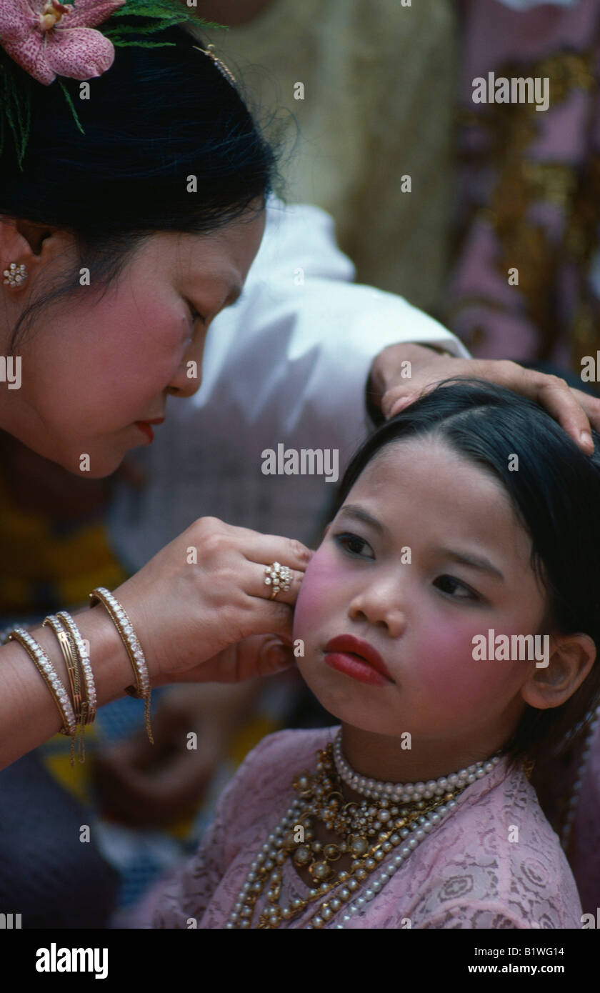 MYANMAR Burma Southeast Asia Children Young girl wearing make up and ...