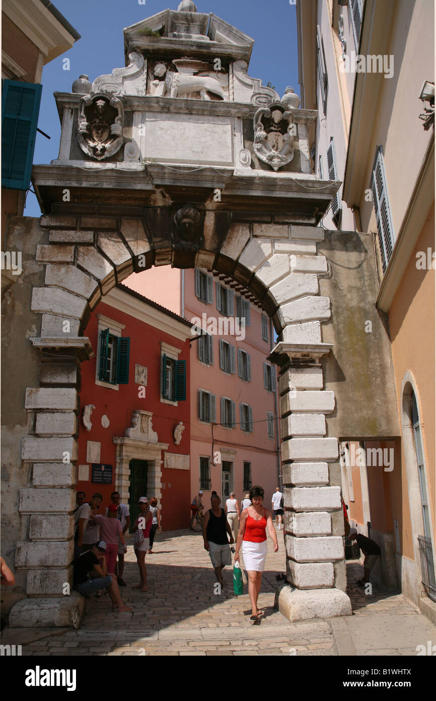 Arched Gateway into the Old City of Rovinj in Croatia, Balkans Stock ...