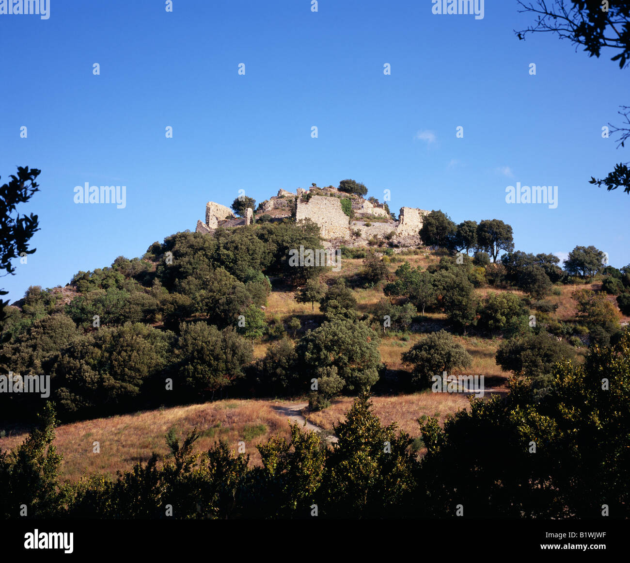 Medieval cathar stronghold on top of steep hi-res stock photography and ...