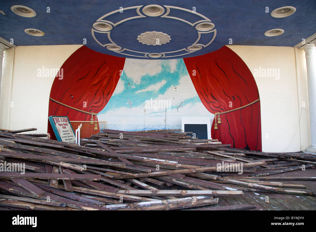 ENGLAND West Sussex Worthing Bandstand with old decking on stage day ...