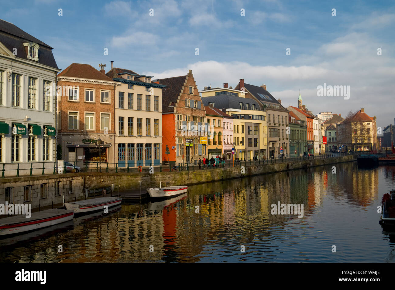 Leie river embankment in Ghent (Belgium Stock Photo - Alamy