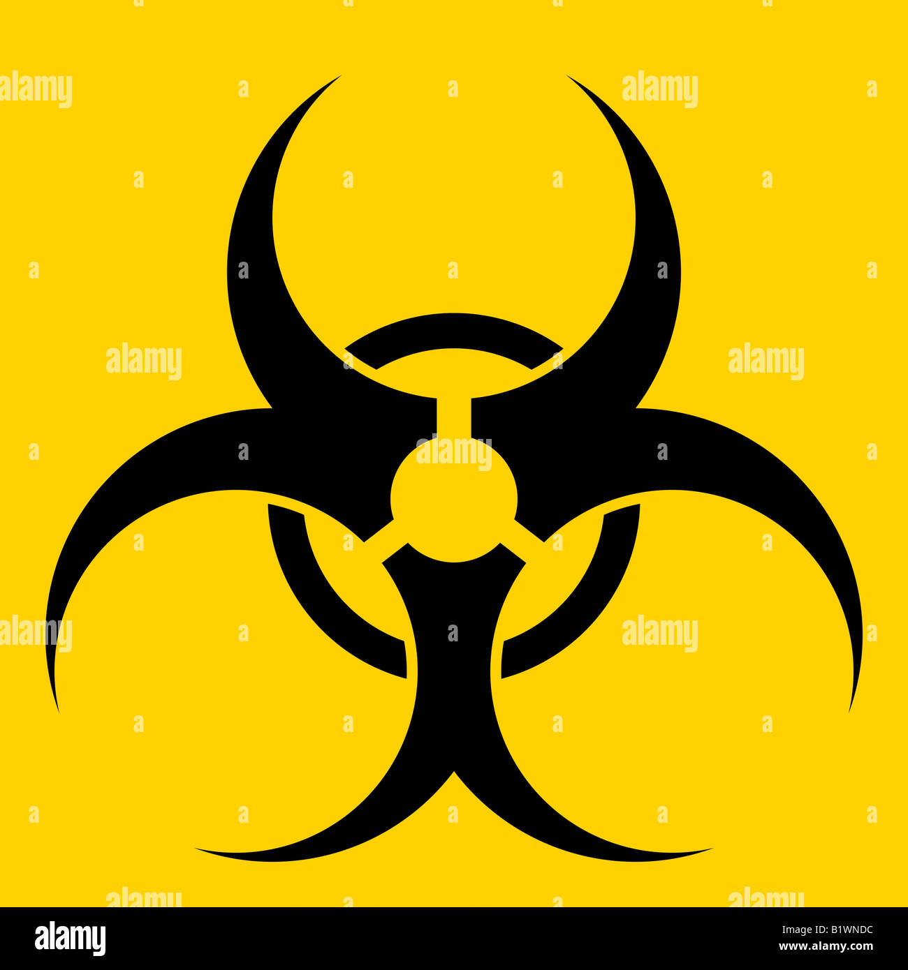 Biohazard symbol in black over a yellow background Stock Photo - Alamy