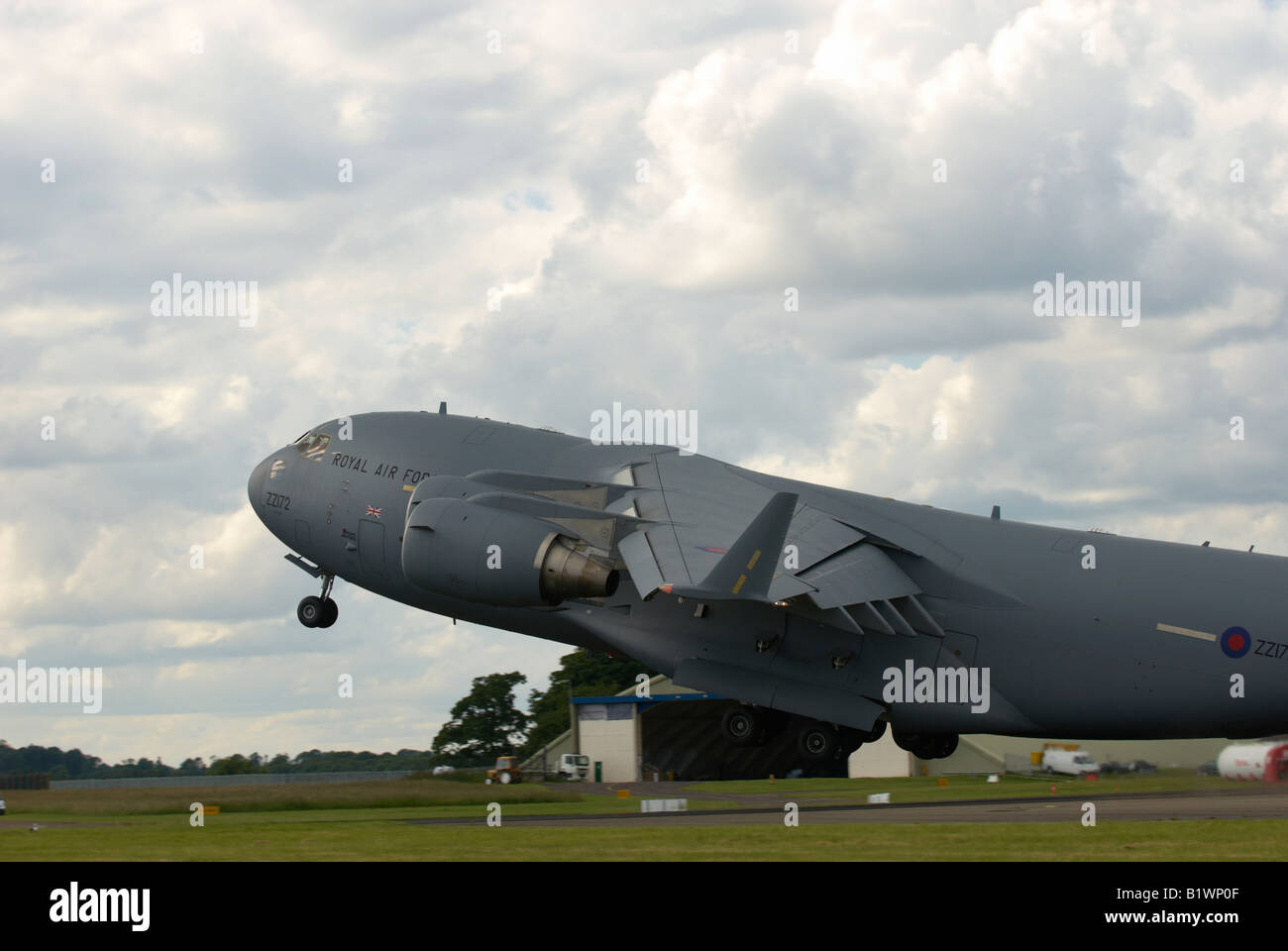 RAF Boeing C-17 Globemaster 111 take off Kemble Air Show 2008 Stock ...