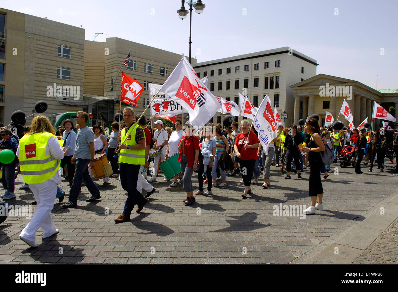 trade union ver.di independent multi-service protest demonstration ...