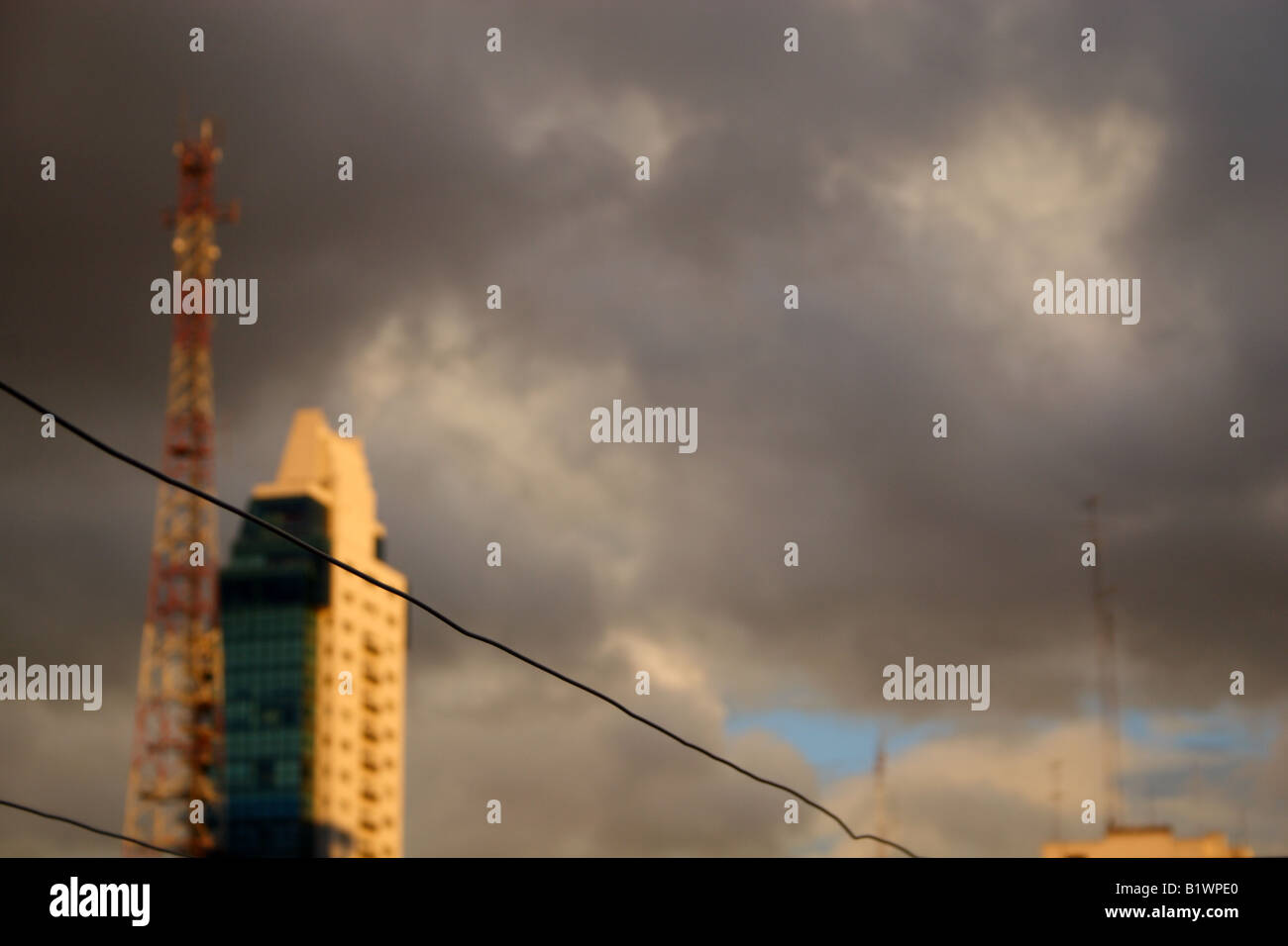 Cable lines & Buildings 1 Stock Photo - Alamy