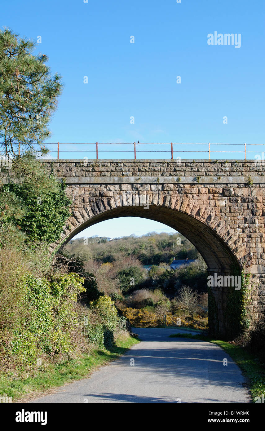 a granite stone railway bridge in cornwall,england Stock Photo - Alamy