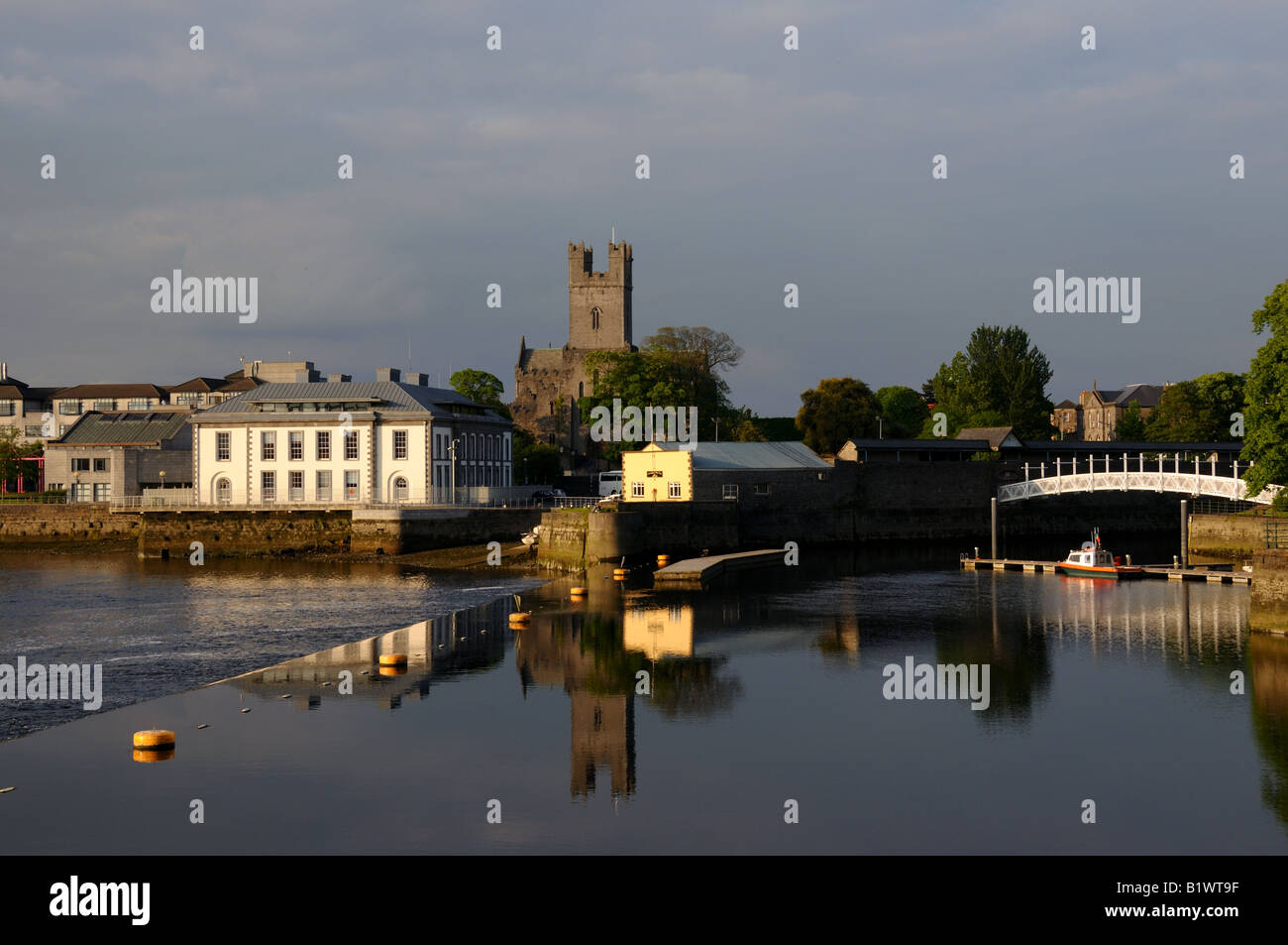 St Mary's Cathedral reflects on the River Shannon. Limerick, Ireland ...