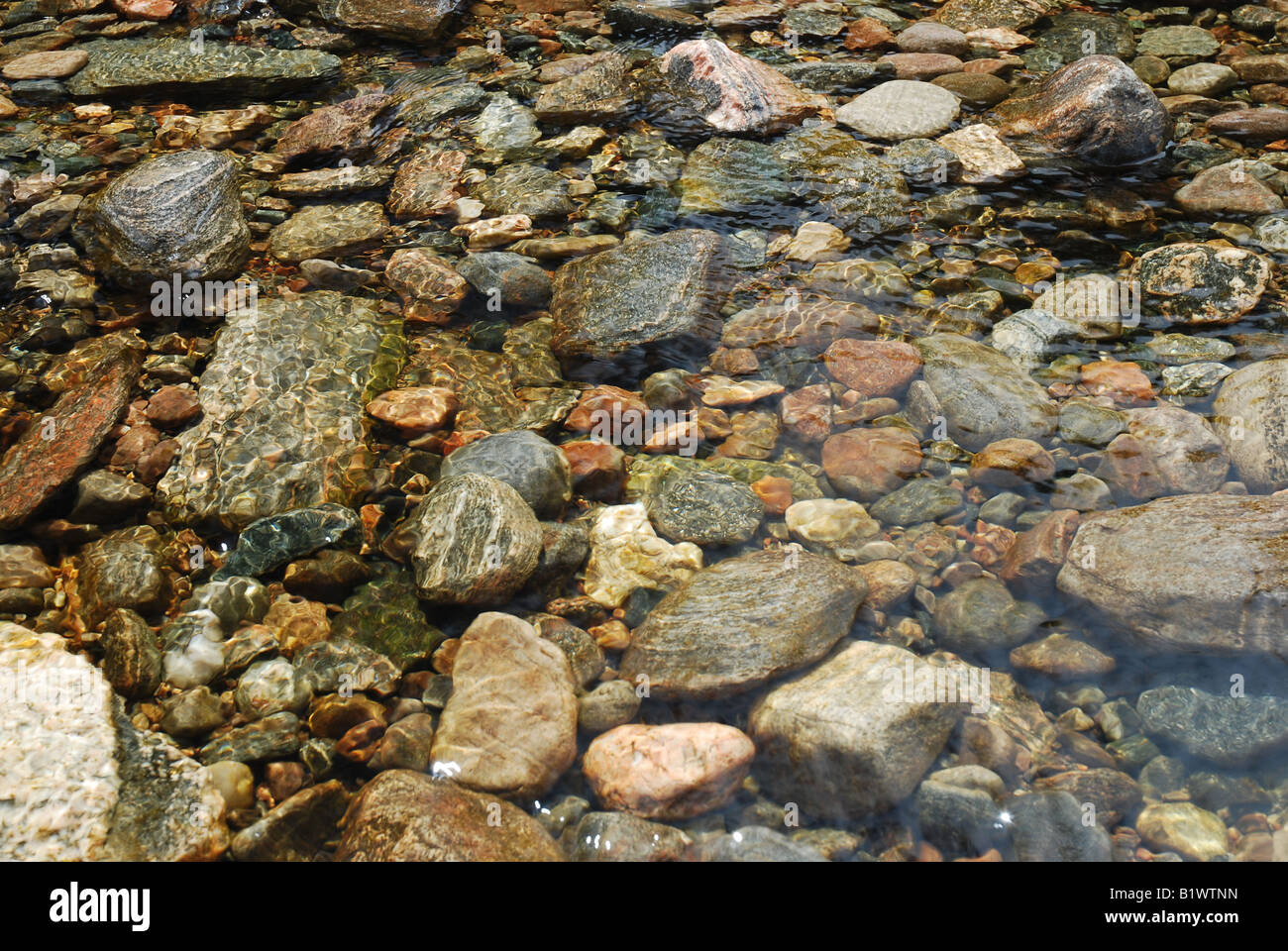 Rocks and boulders in a clear shallow river Stock Photo - Alamy
