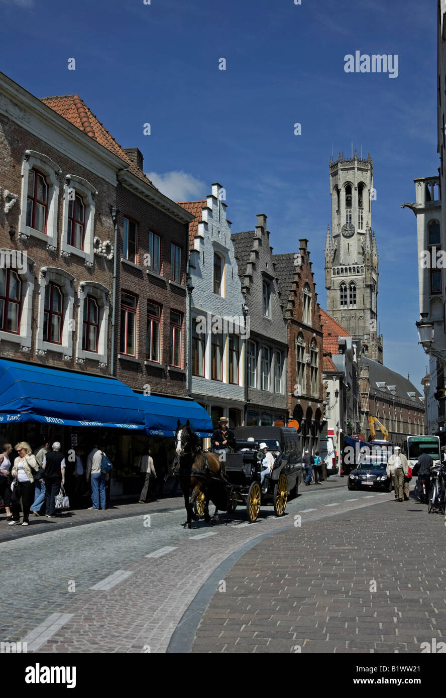 Sightseeing by horse-drawn carriage, Bruges, Belgium, Flanders, Europe ...