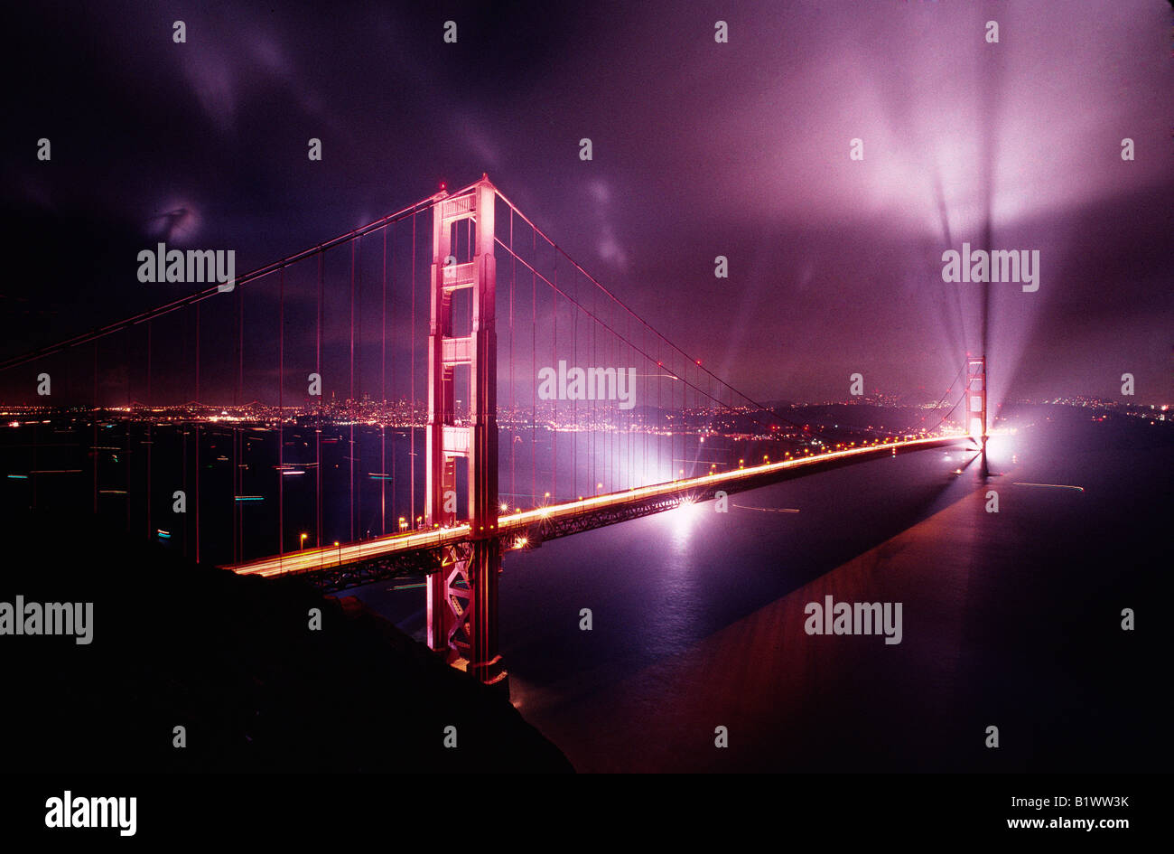Lightshow at the Golden Gate Bridge Stock Photo - Alamy