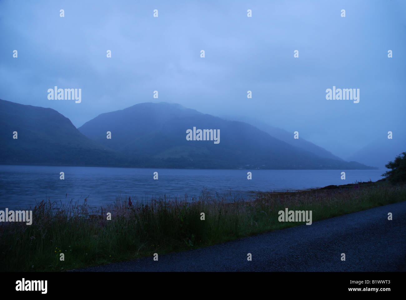 A night time capture of landscape showing silhouettes of the Scottish ...