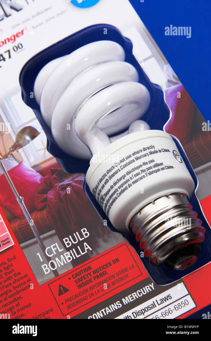 Compact fluorescent light bulb package Stock Photo - Alamy