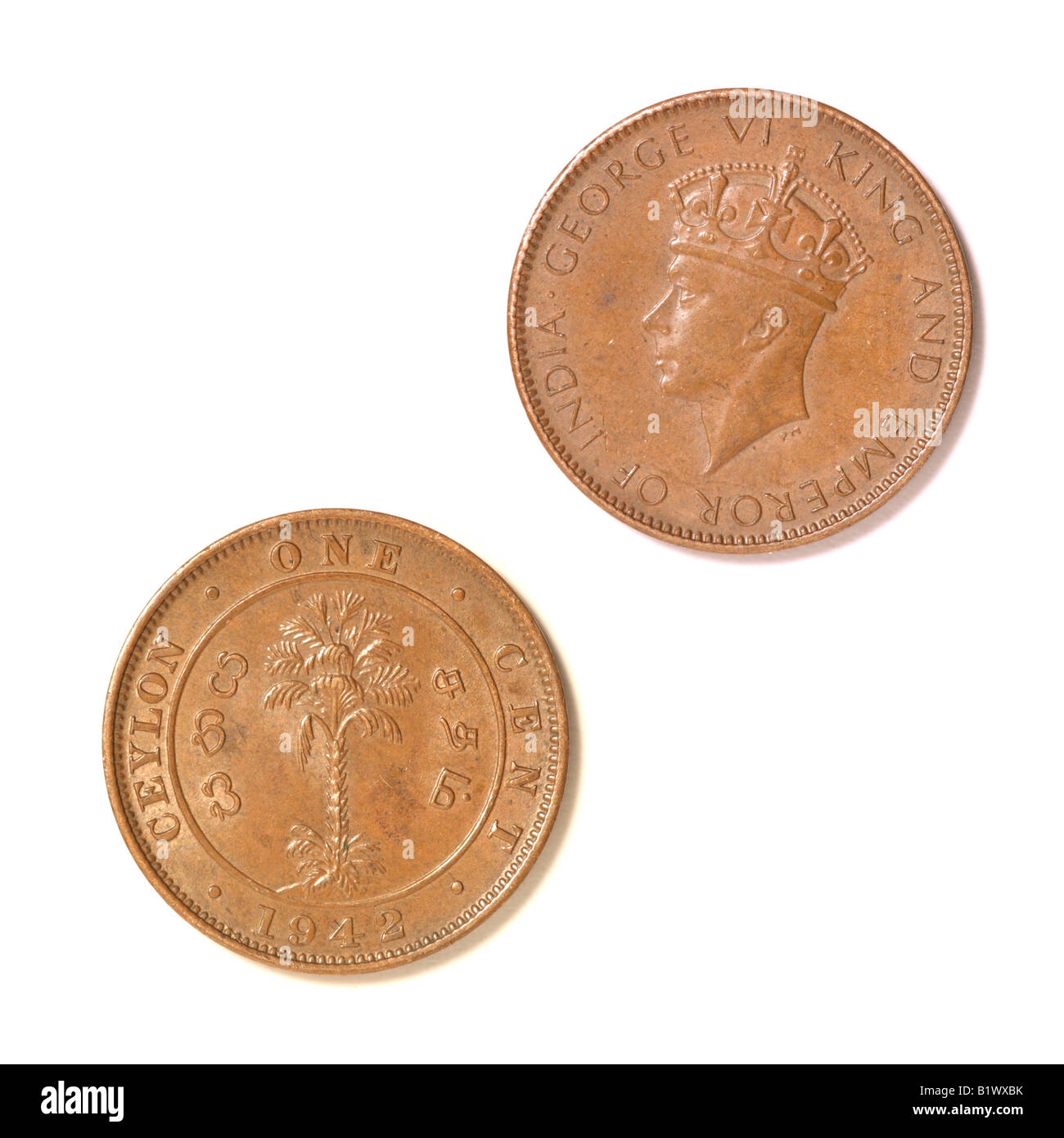 One Cent coin from Sri Lanka (Ceylon era Stock Photo - Alamy