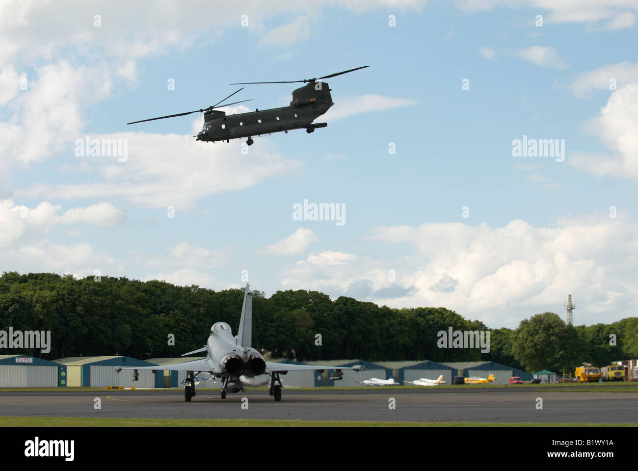 RAF Eurofighter Typhoon Boeing Chinook Kemble Air Show 2008 Stock Photo ...