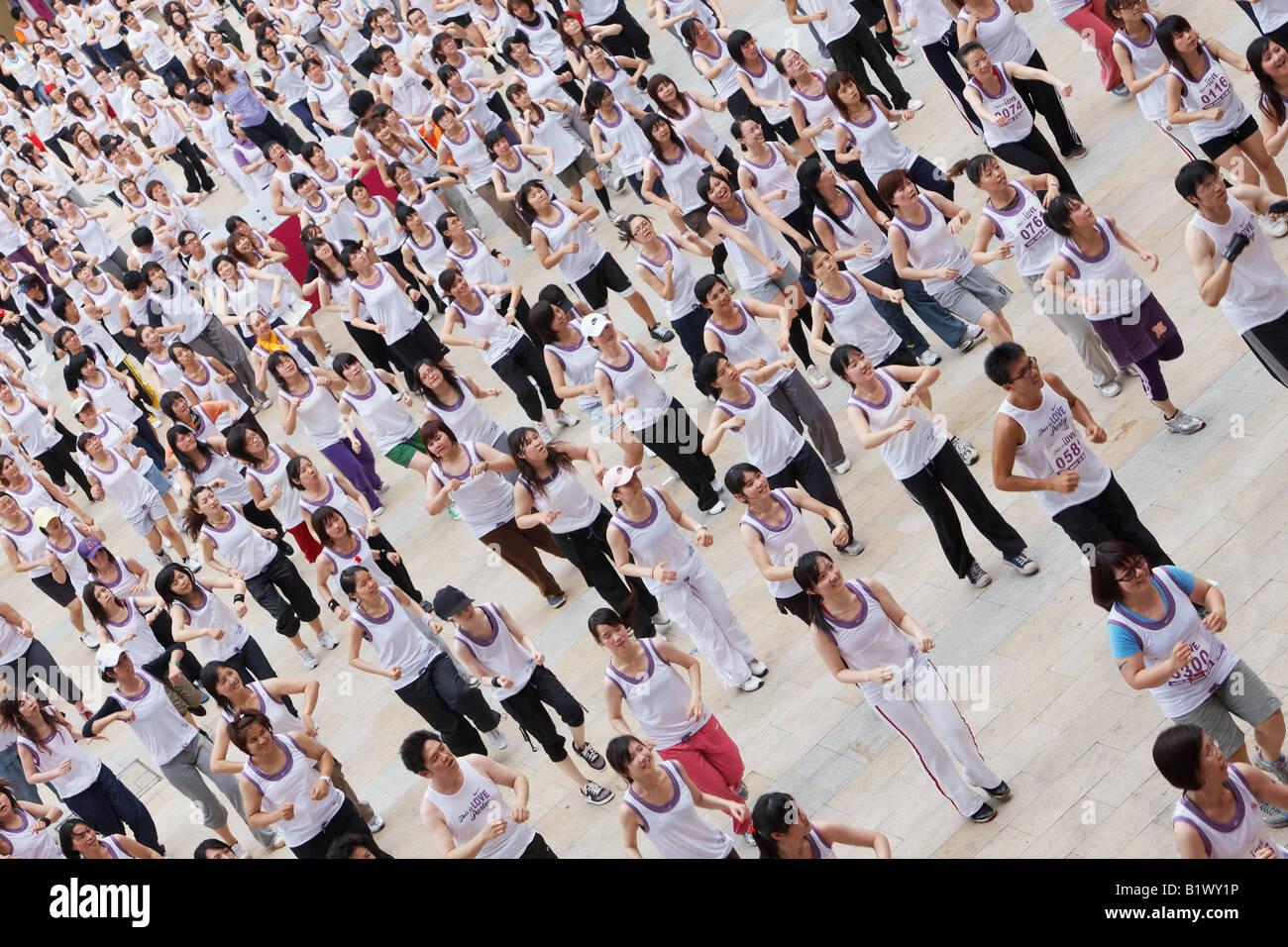 Crowd Of Taiwanese People Doing Aerobic Exercises Stock Photo - Alamy