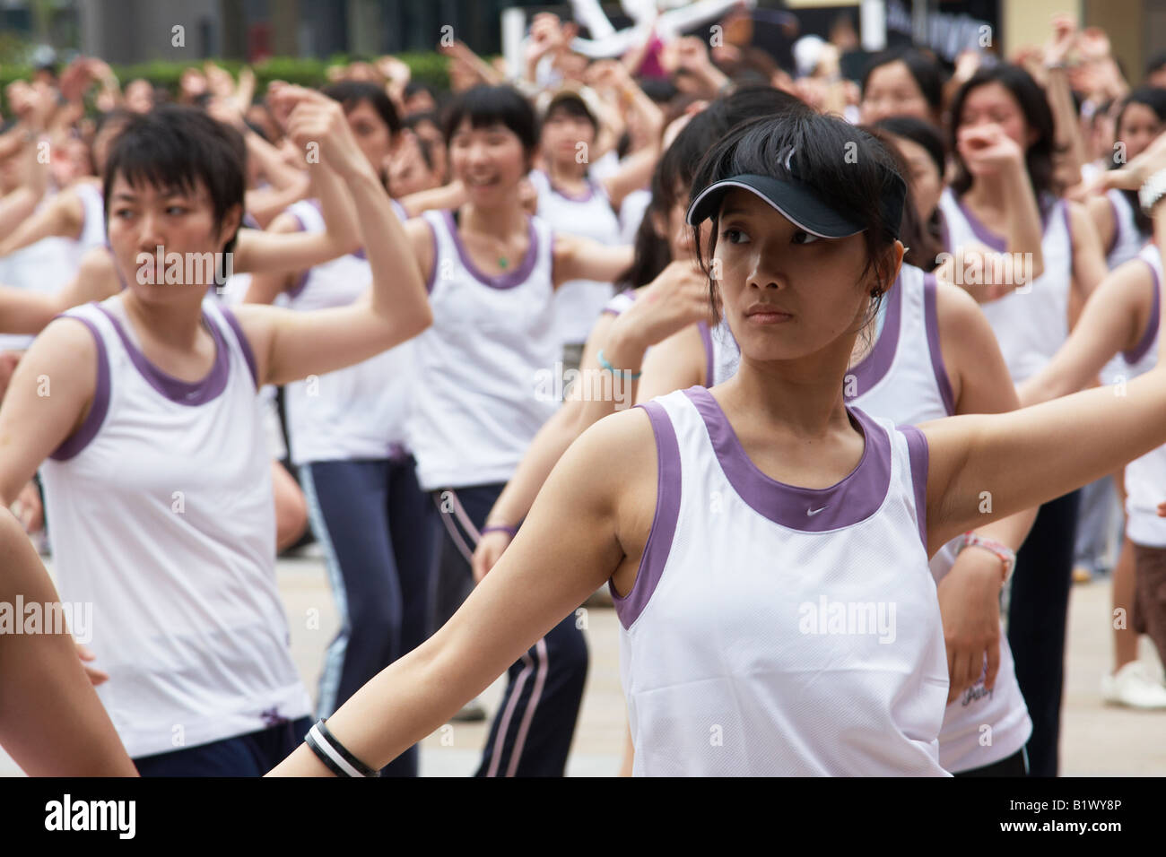 Crowd Of Taiwanese People Doing Aerobic Exercises Stock Photo - Alamy
