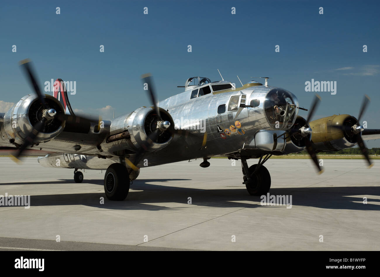 B17 Flying Fortress classic airplane restored, with all four engines ...