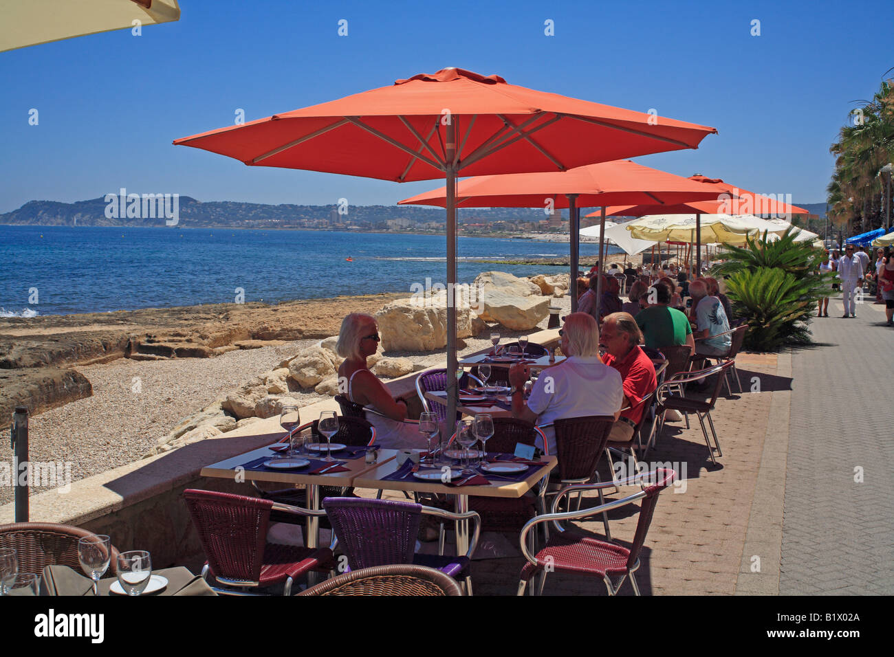 Javea Seafront Restaurants Costa Blanca Spain Stock Photo - Alamy