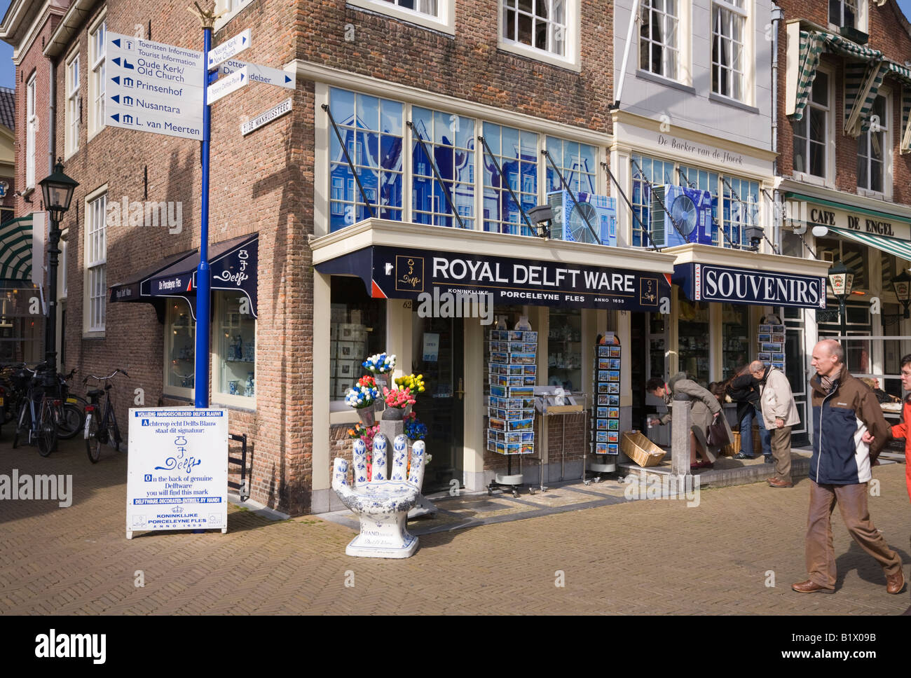 Shop selling Royal Delftware pottery, in Delft. Netherlands Stock Photo ...