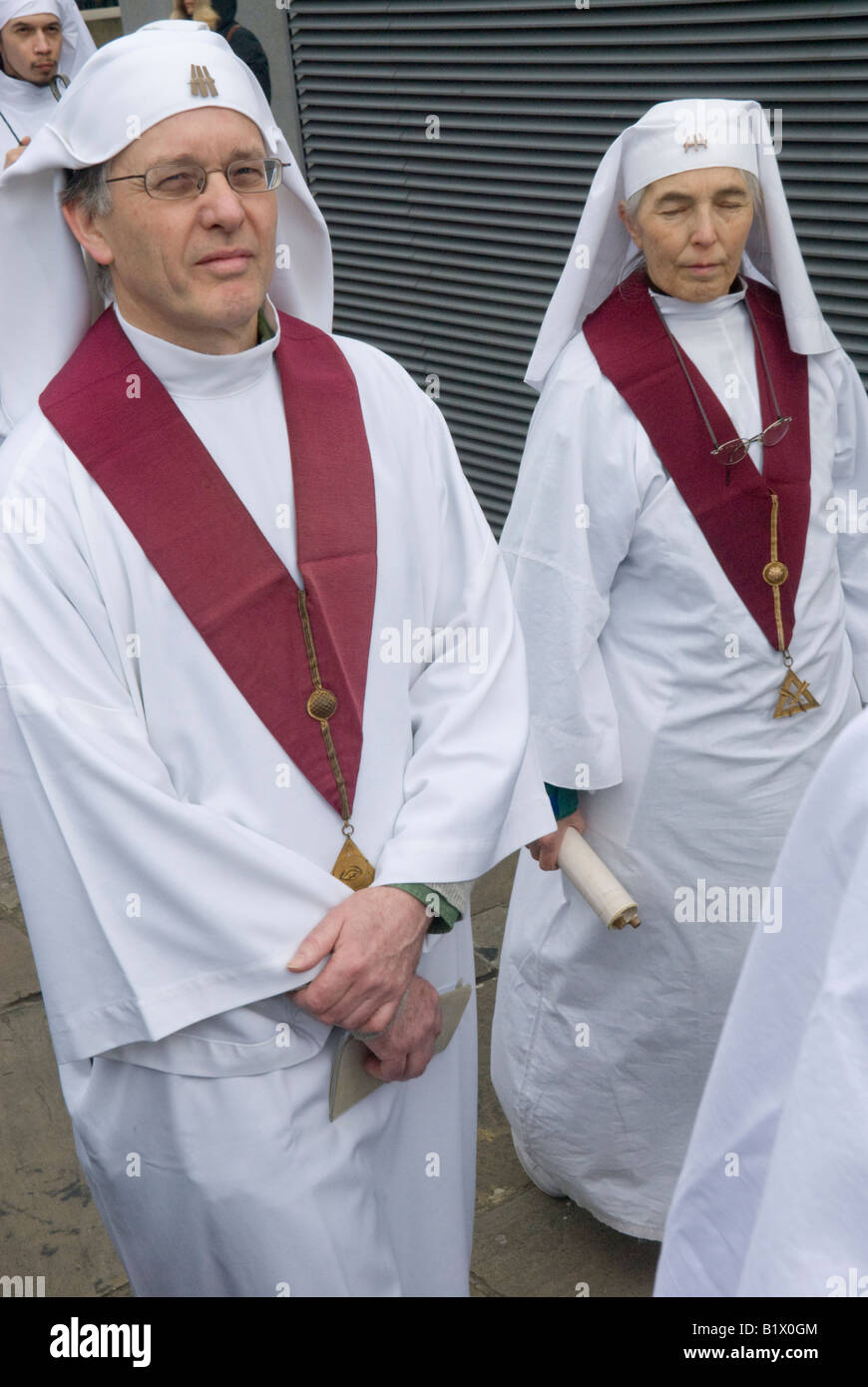 The chief druid and archivist of The Druid Order in white robes on ...