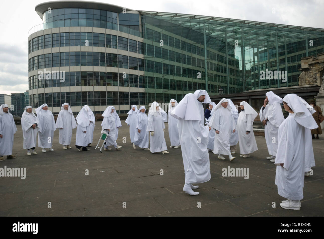 The Druid Order in white robes form up in a circle on Tower Hill for ...