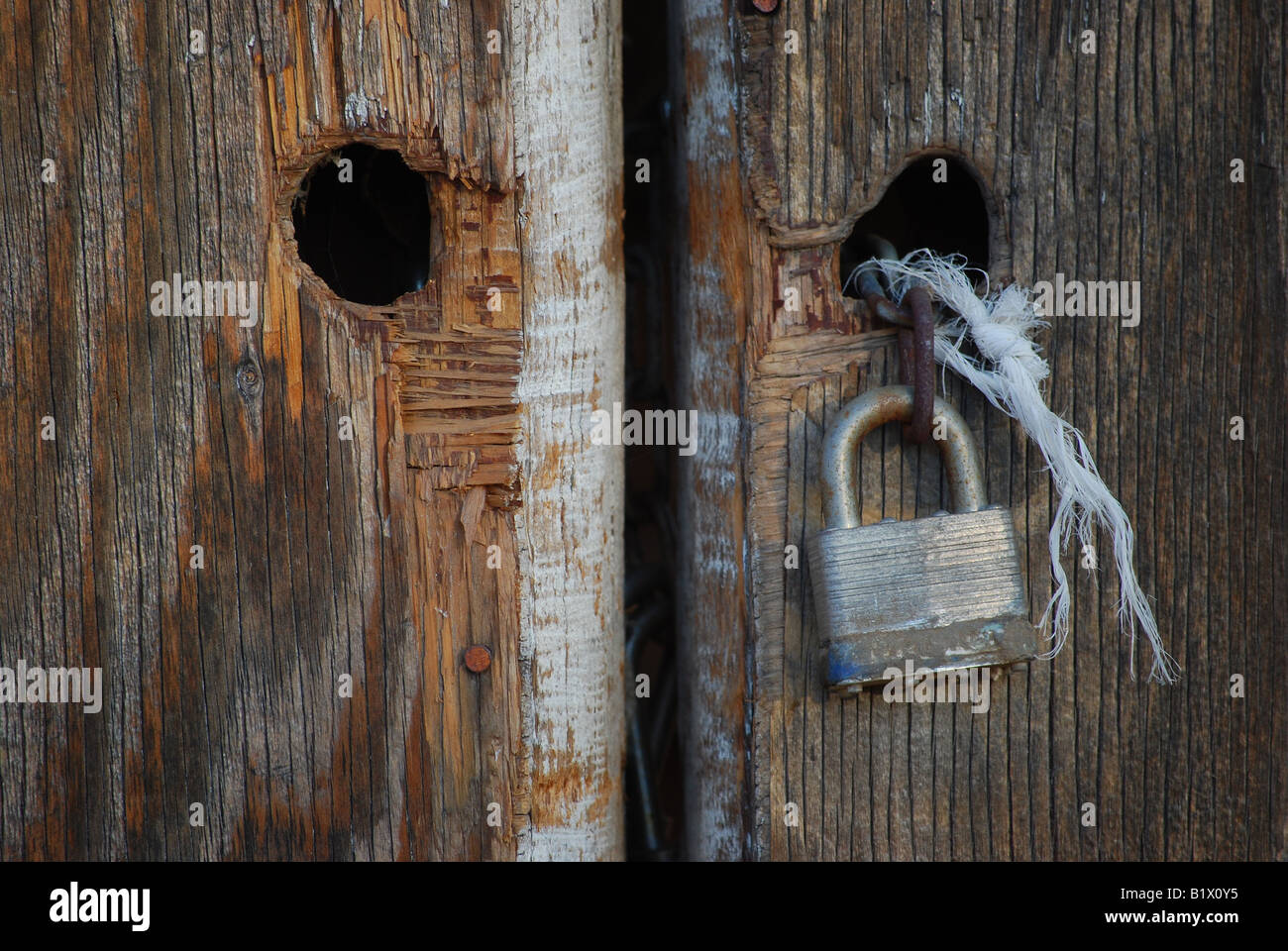 Old Barn Door with Lock Stock Photo - Alamy