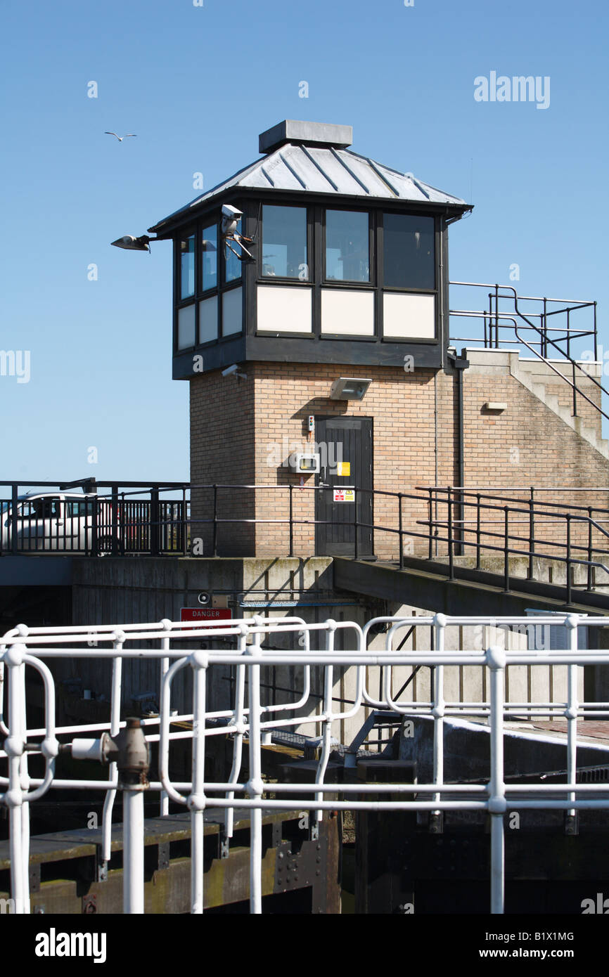 office controlling bridge and lock gates Stock Photo - Alamy